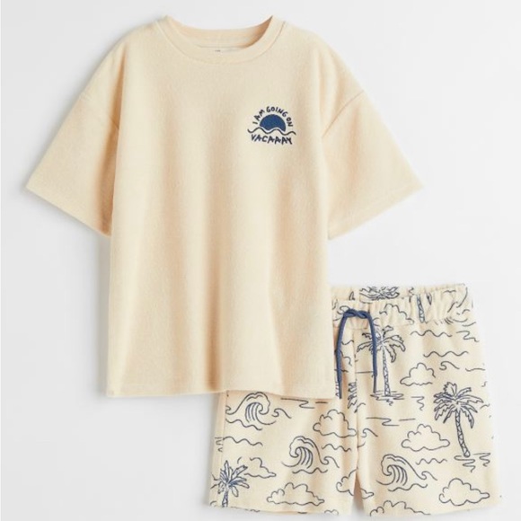 H&M | Matching Sets | Hm Boys Kids 2piece Terry Set Shorts And Shirt ...